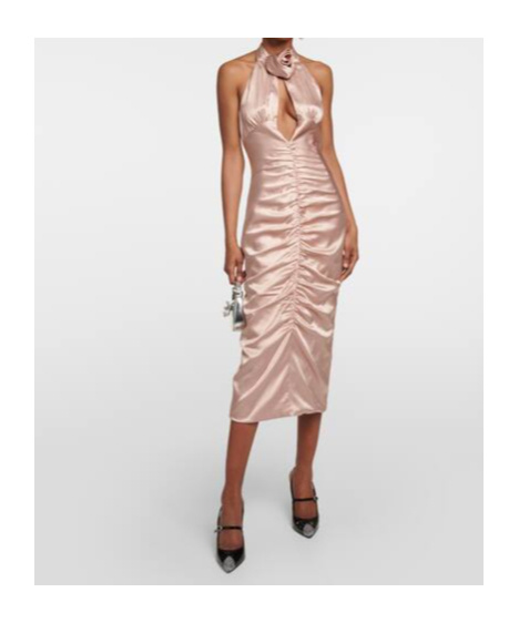 ALESSANDRA RICH Alessandra Rich Ruched Cutout Satin Midi Dress